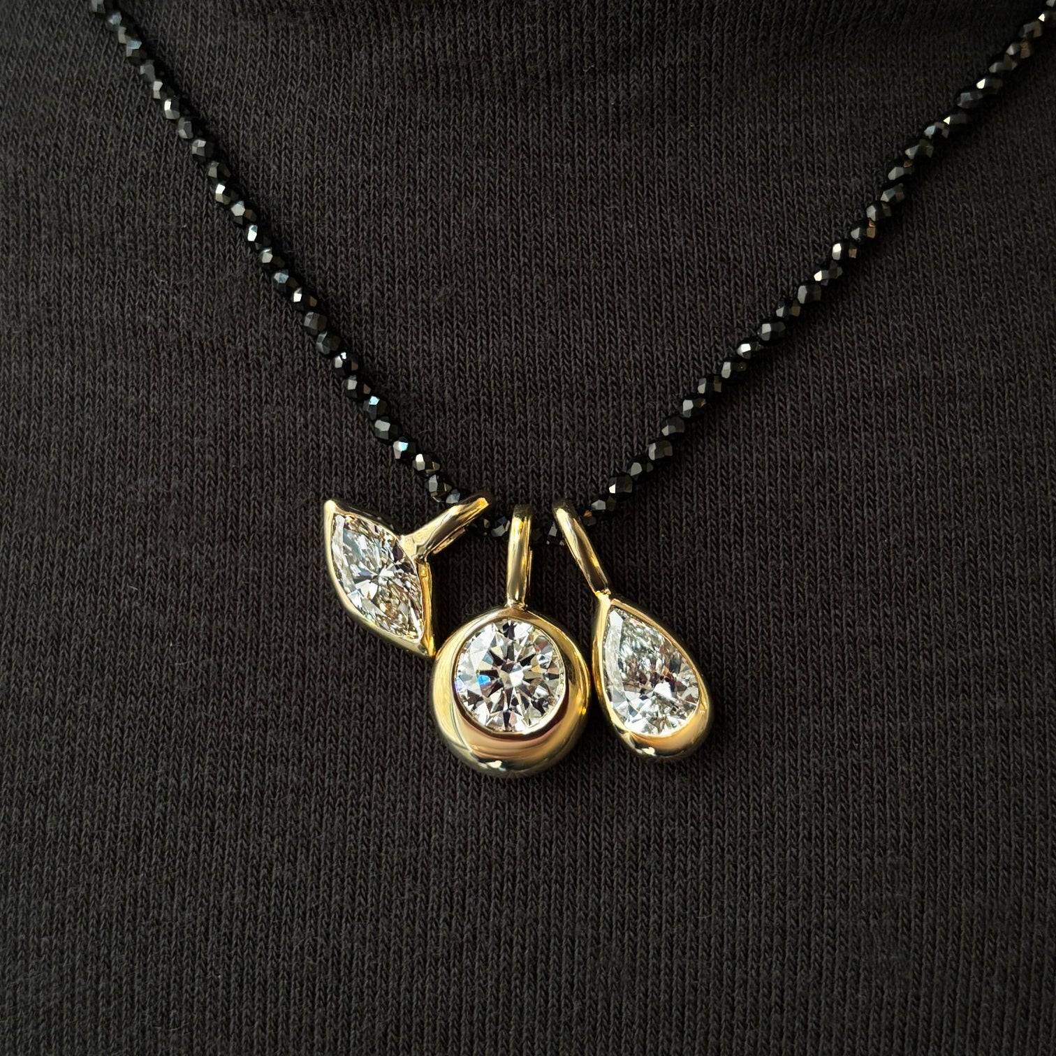 Molten Solitaire Charm - Marquise – AMANDA PEARL