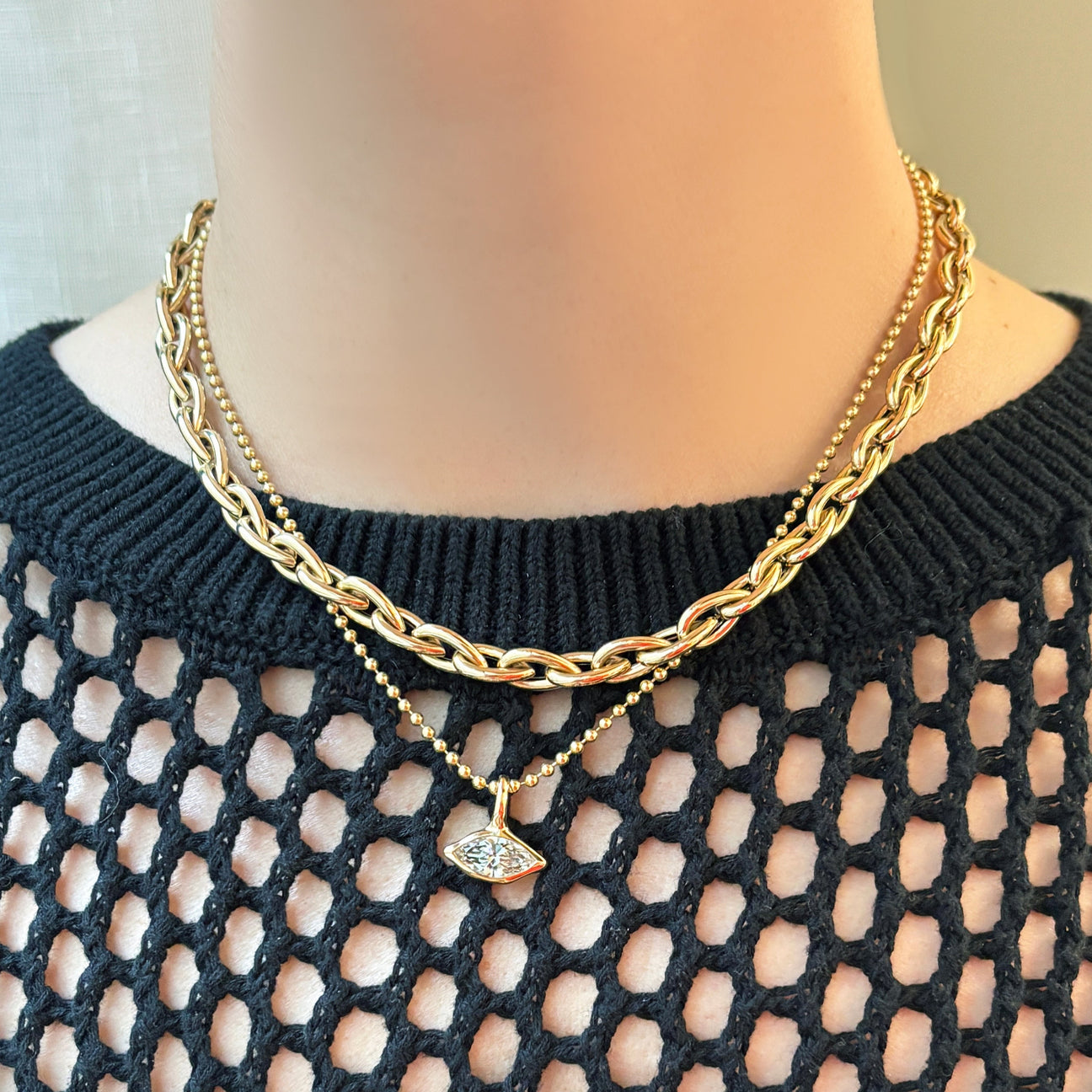 Molten Solitaire Charm - Marquise – AMANDA PEARL